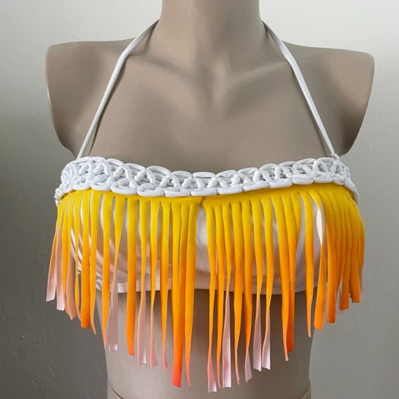 Raisins | Swim | Crochet Fringe Halter Convertible Bikini Top | Poshmark